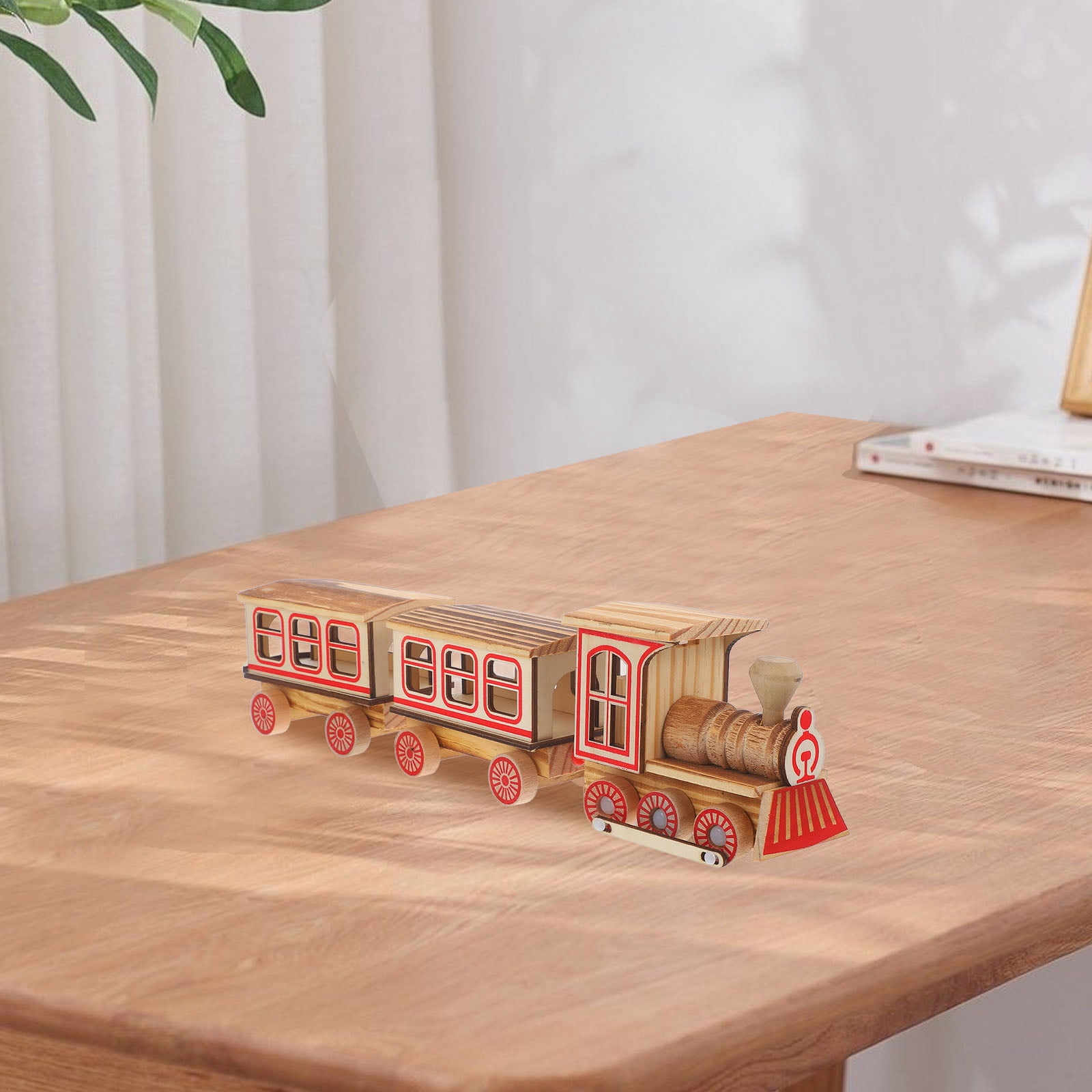 Masteelf Light Brown Wooden Simulation Train Model Decor for Kids Play ...