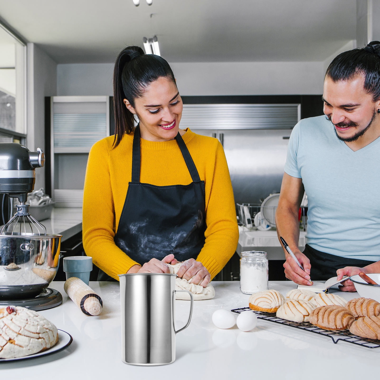 Masteelf Measuring Cup Stainless Steel Measuring Jug 2000ml Milk ...