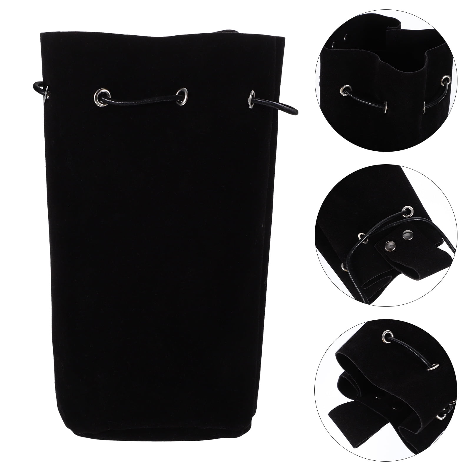 IDEANATEGRATE Black Waist Bag Roughout Leather Medieval Renaissance ...