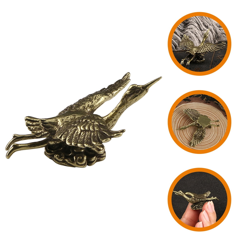 Masteelf Metal Crane Ornament Vintage Crane Figure Desktop Crane ...