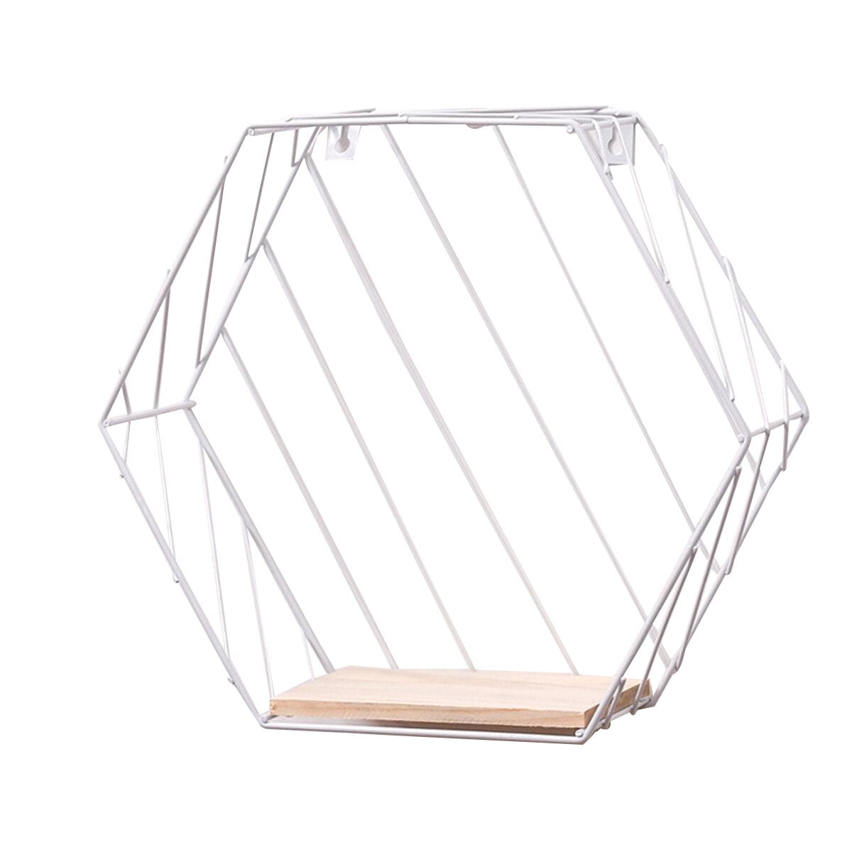 Masteelf Metal Iron and Wooden Wall Mounted Floating Shelves Hexagon ...