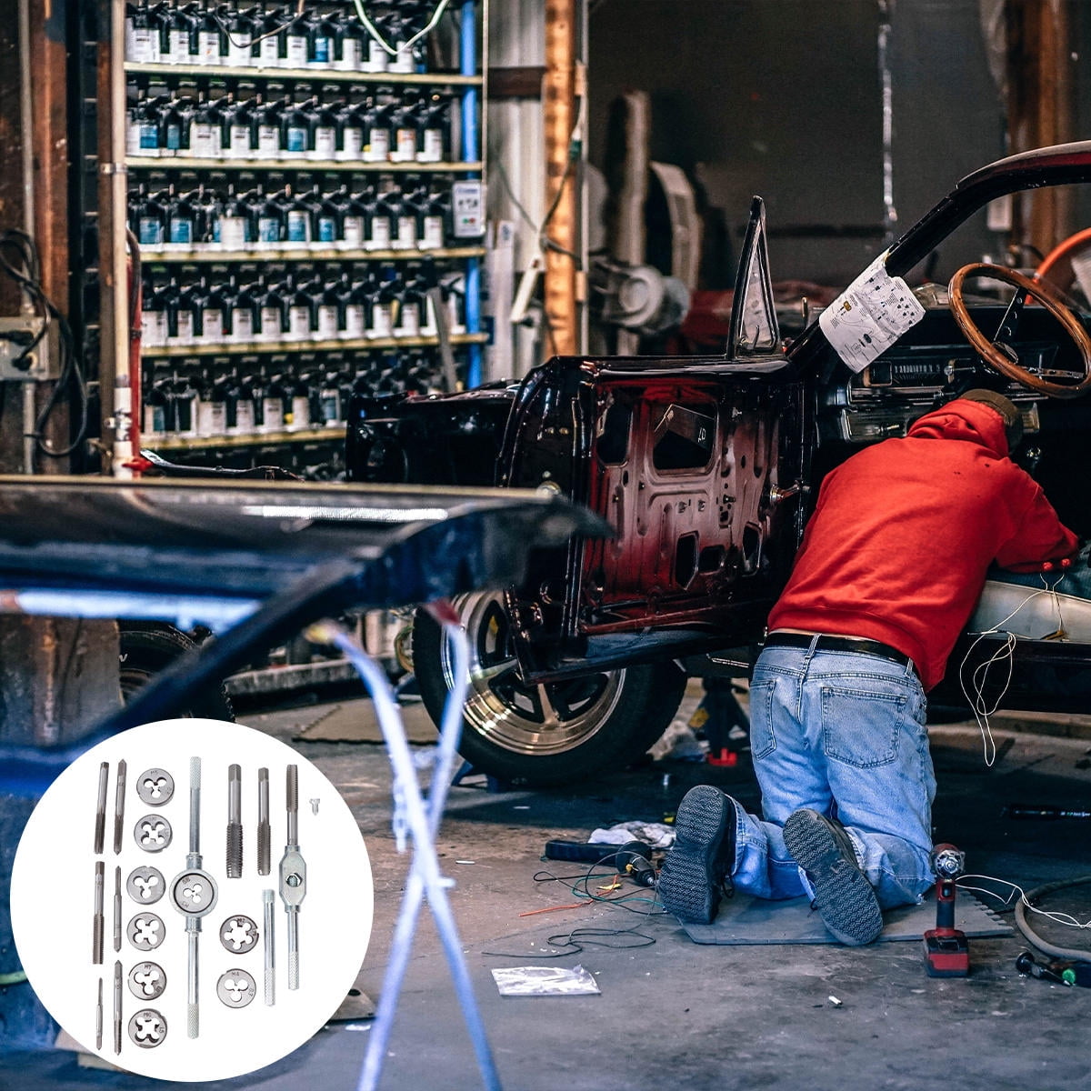 Masteelf Metric Die Wrench Set with 9 Pieces Taps and Dies Made of ...