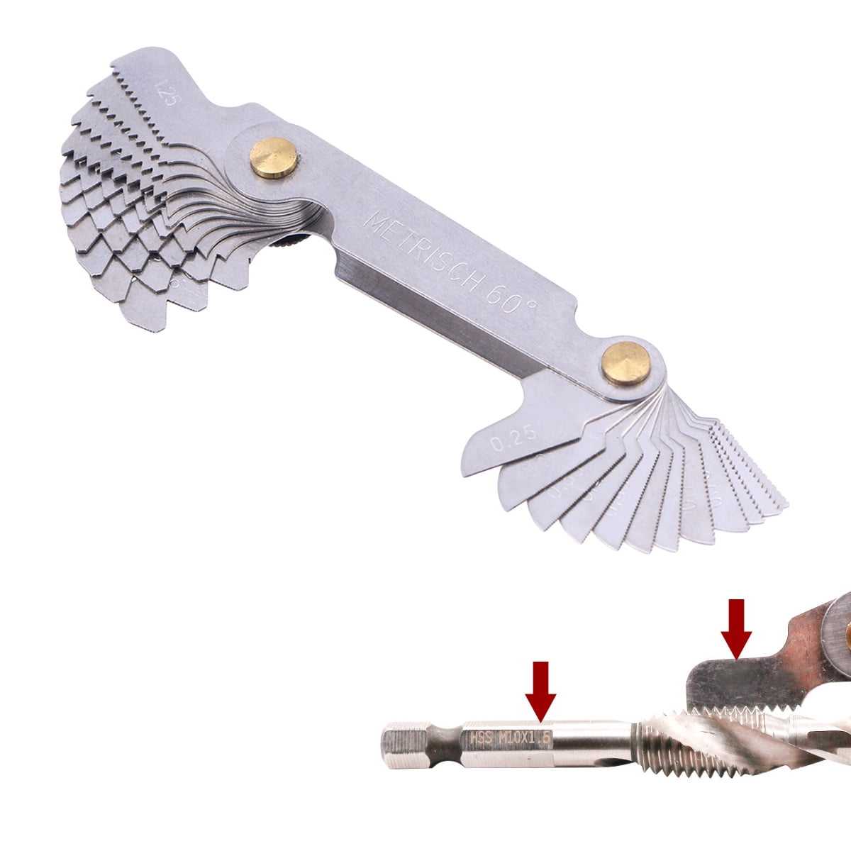 Masteelf Metric Screw Pitch Gauge Measuring Tool Cutting Gauge Tool Set ...