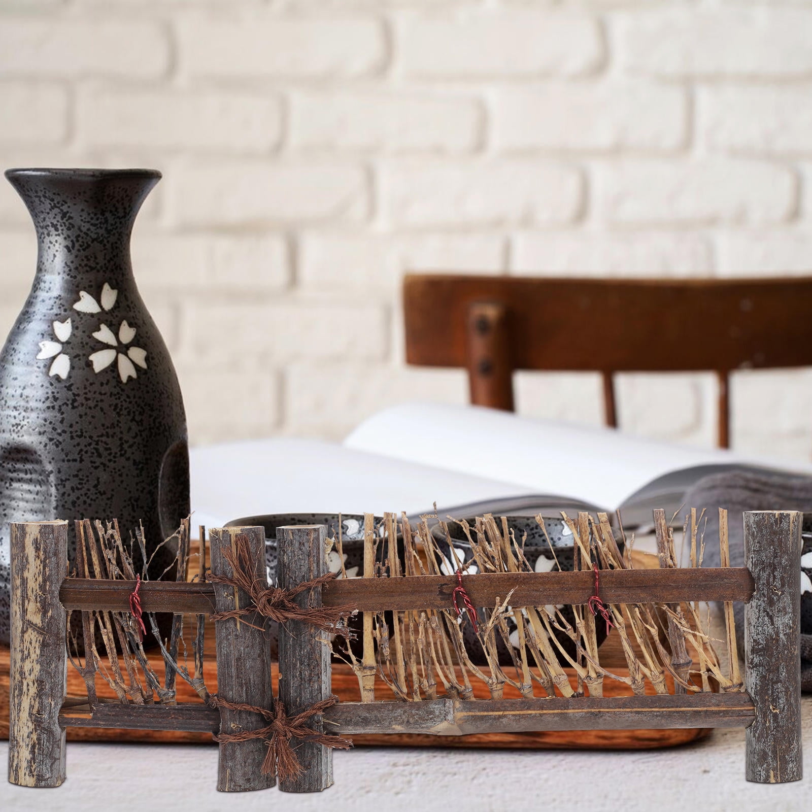 Masteelf Mini Bamboo Fence Garden Fence Bamboo Picket Fence Mini Picket ...