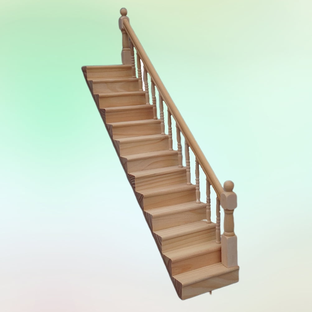 Masteelf Mini House Wooden Right Stairs Miniature Model House Decor for ...