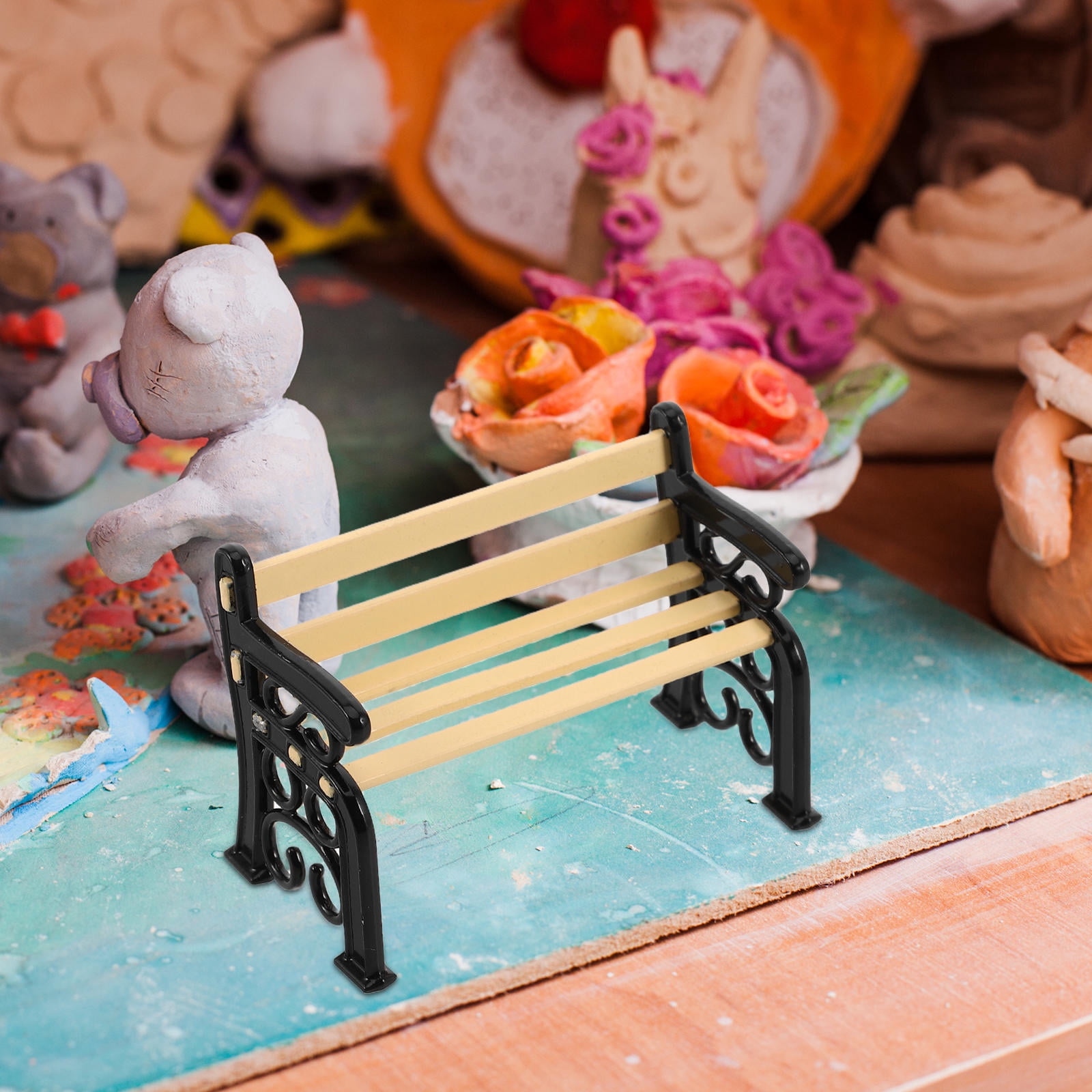 Masteelf Mini Park Bench Dollhouse Bench Miniature Park Bench 5.00X3 ...