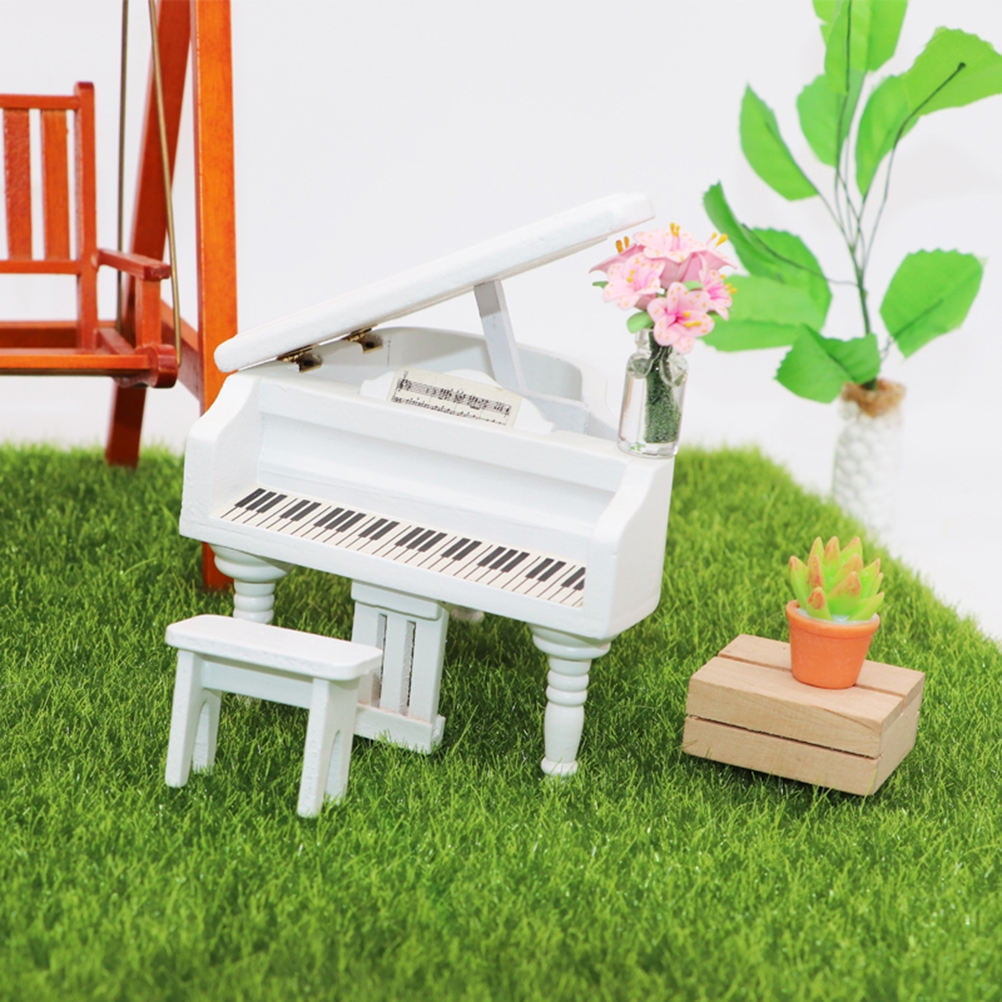 Masteelf Mini White Plastic Piano Set of 5 Pieces for Decoration Table ...