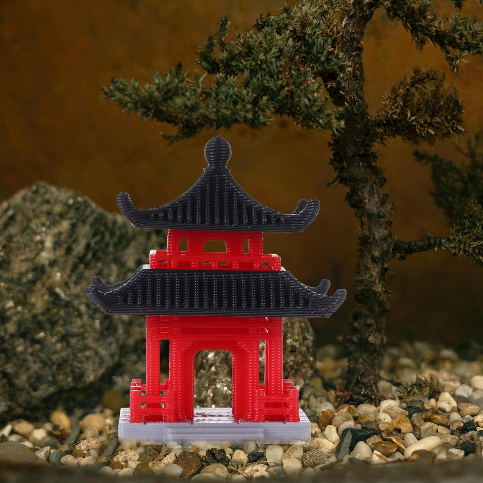 Masteelf Miniature Chinese Pavilion Statue Decorative Mini Pavilion ...