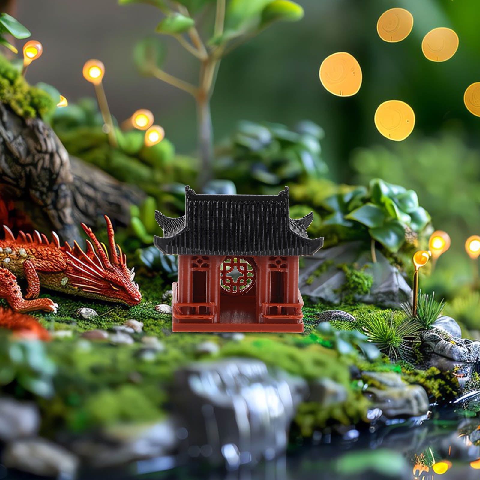 Masteelf Miniature Pagoda Statue 1 Set Asian Pavilion Model for ...