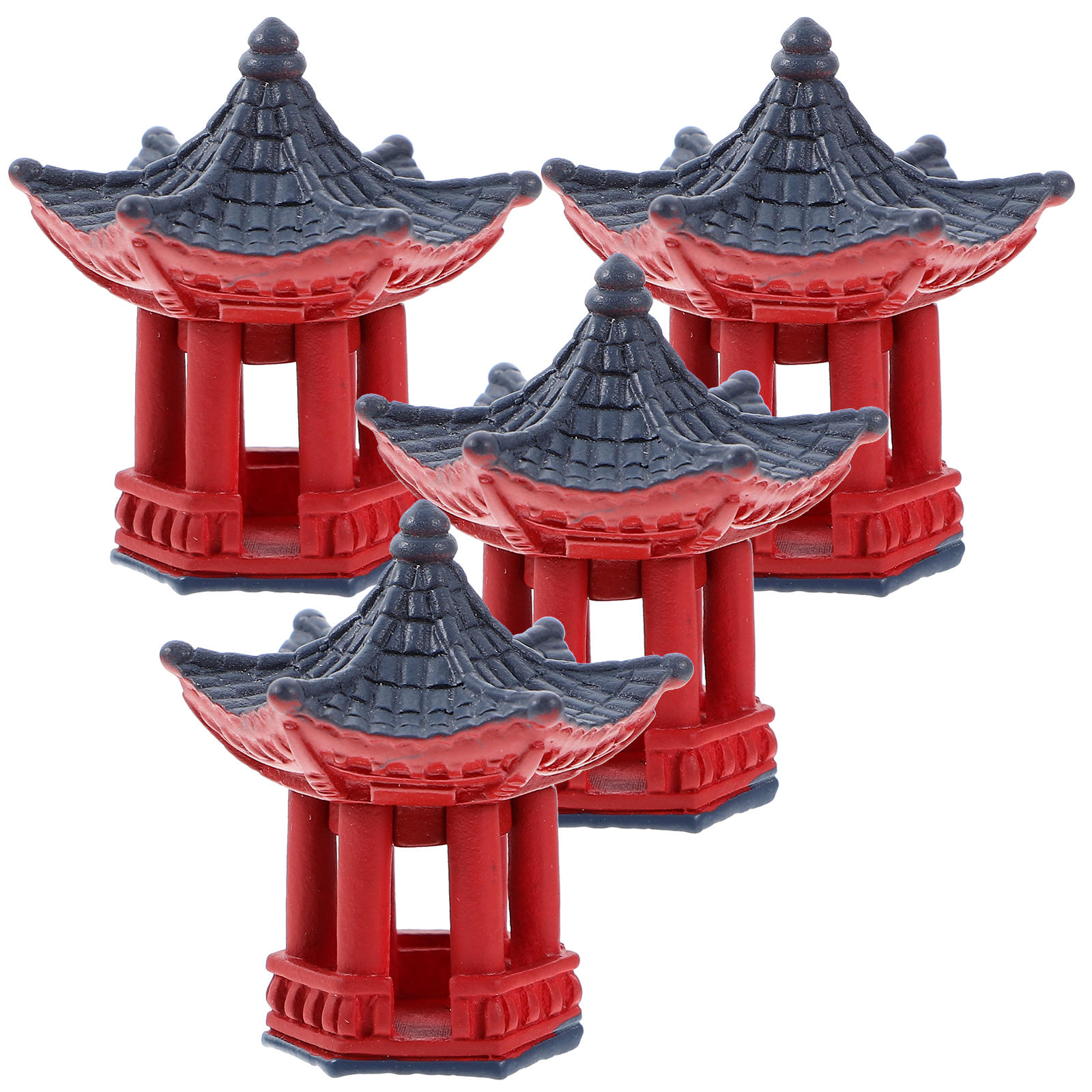 Masteelf Miniature Pavilion Statue Set of 4 Resin Decorative Figurines ...