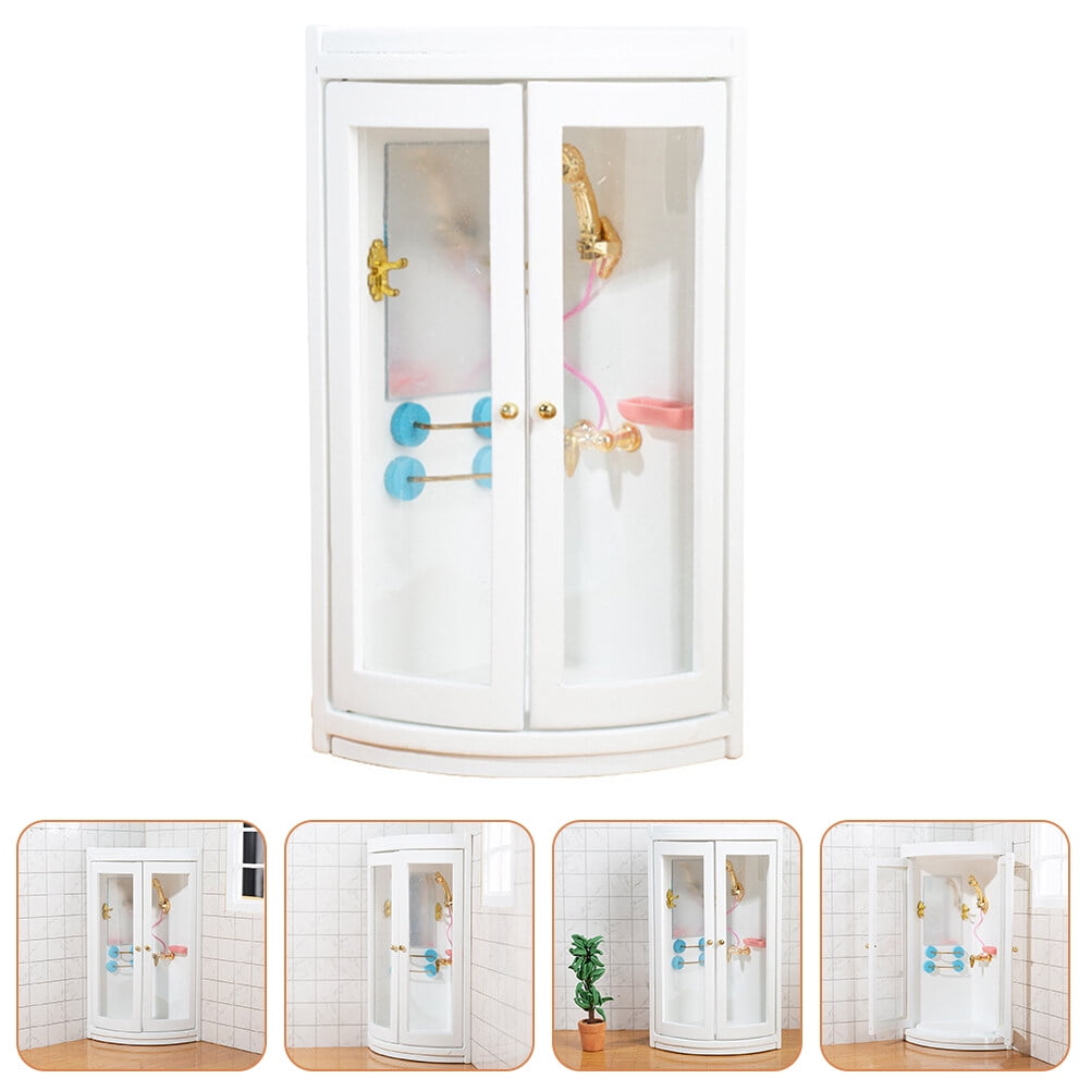 Masteelf Miniature Shower Room Doll House Accessories for Kids White ...