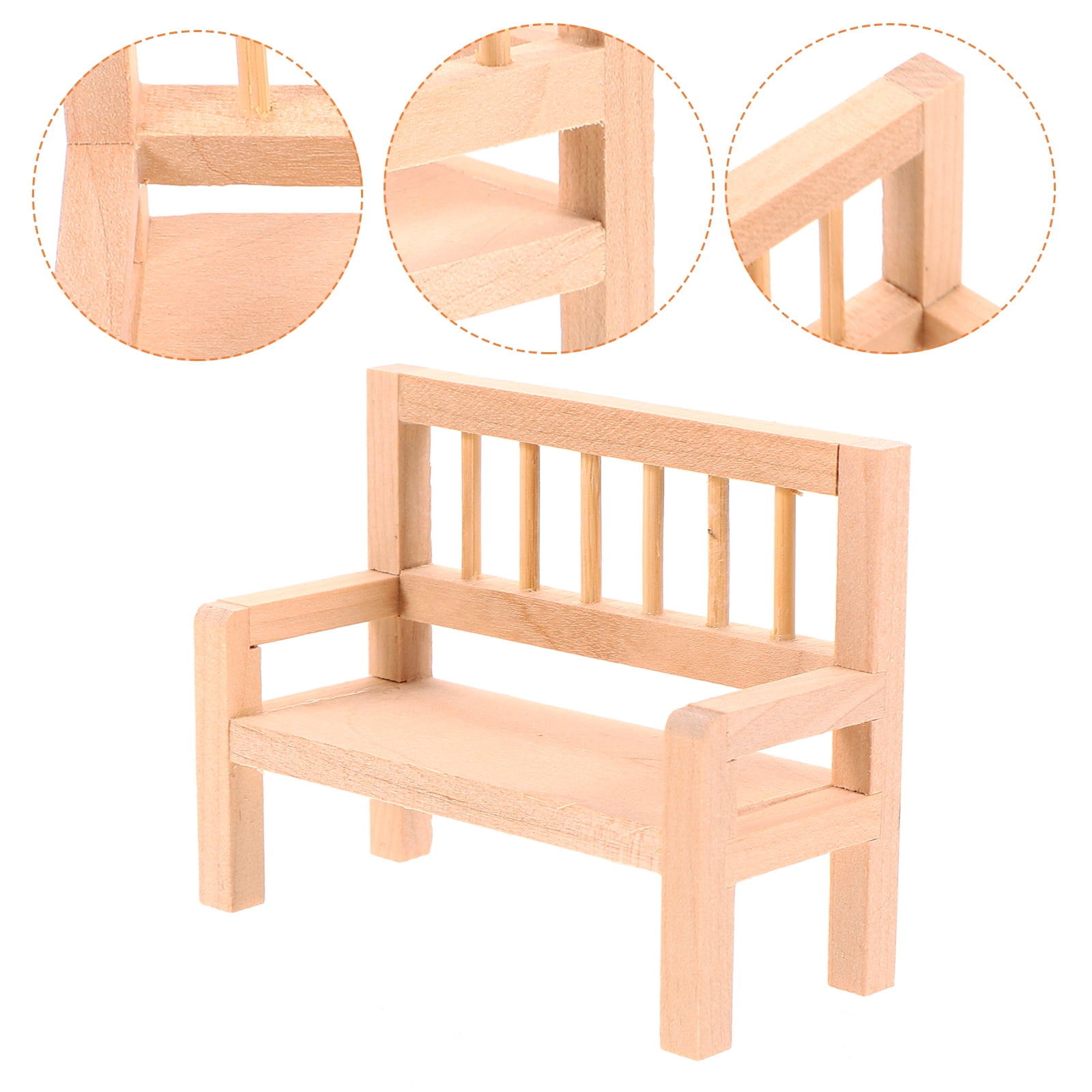 Masteelf Miniature Wood Bench Mini House Furniture Model Doll Furniture ...