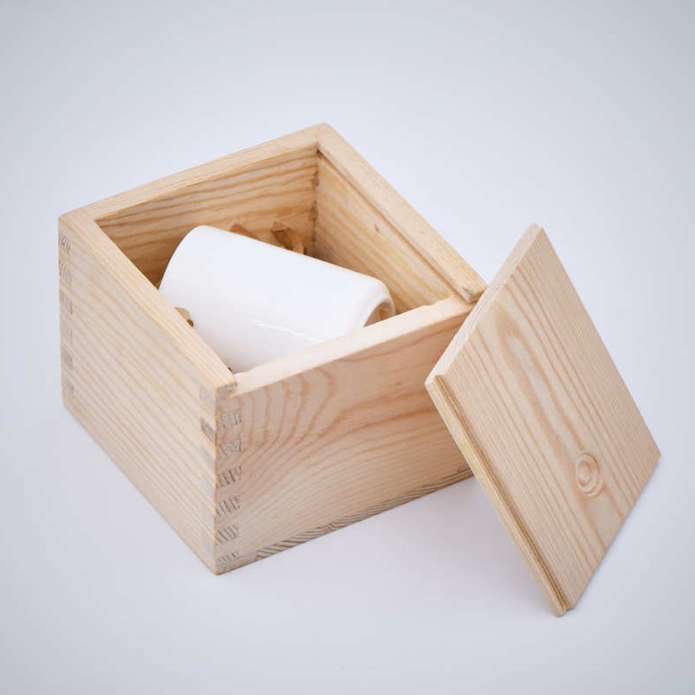 Masteelf Monolithic and Tenon Wooden Box Eve Storage Boxes Gift Khaki ...