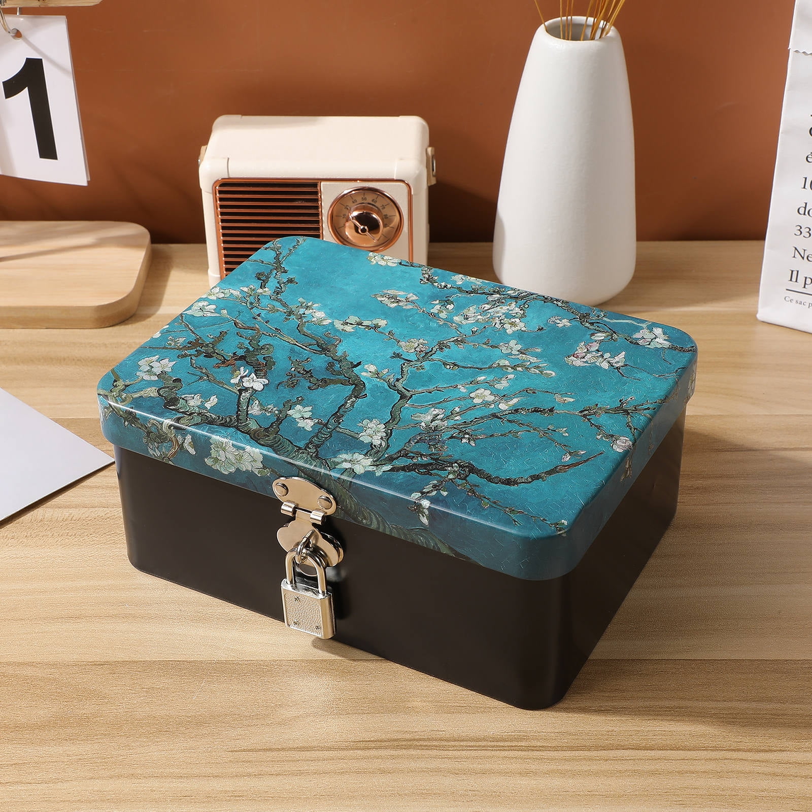 Masteelf Multipurpose Tinplate Box with Lock and Keys for Storage ...