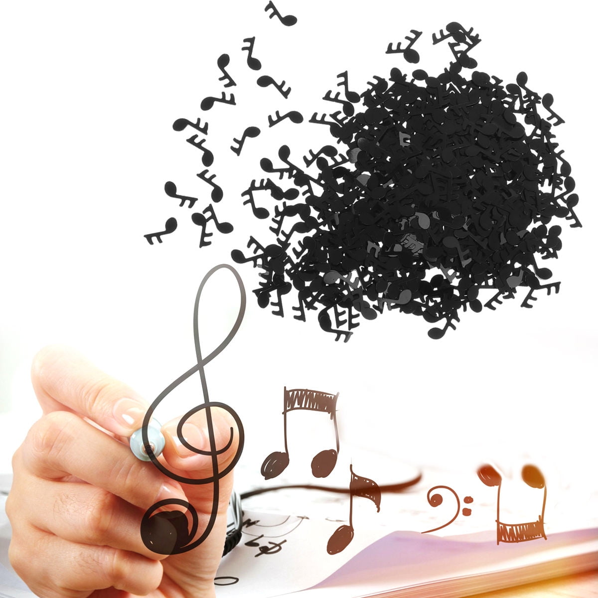 Masteelf Musical Confetti Decoration for Party with Black Plastic Notes ...