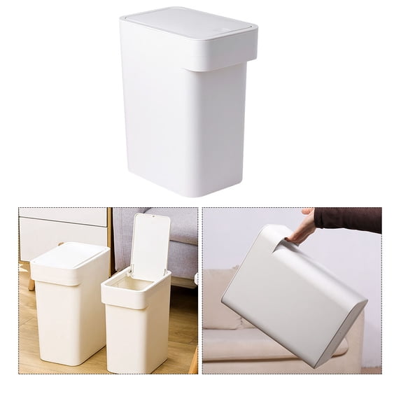 Masteelf Office Trash Can with Lid, Press-to-Open Waste Bin, Compact ...