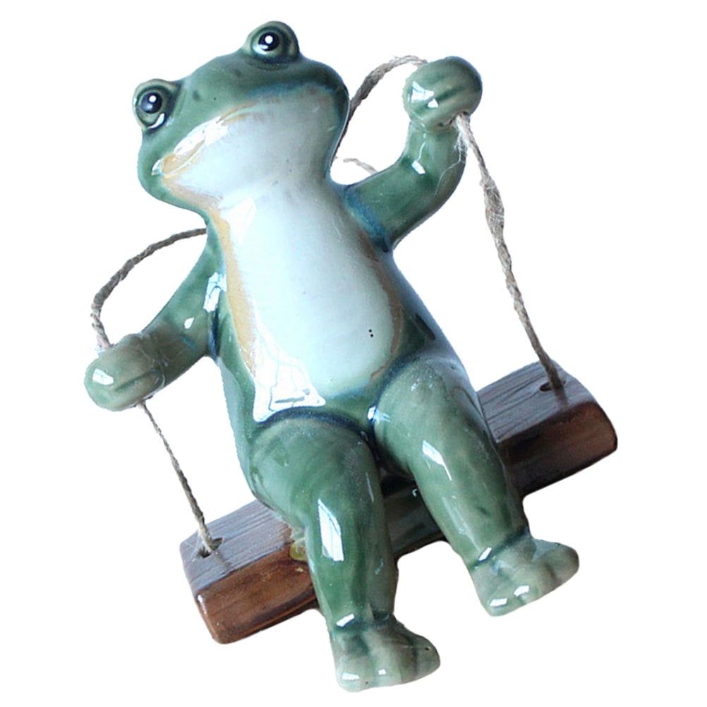 Masteelf Ornament Frog Crafts on Swing Swinging Frogs Statue Rustic ...