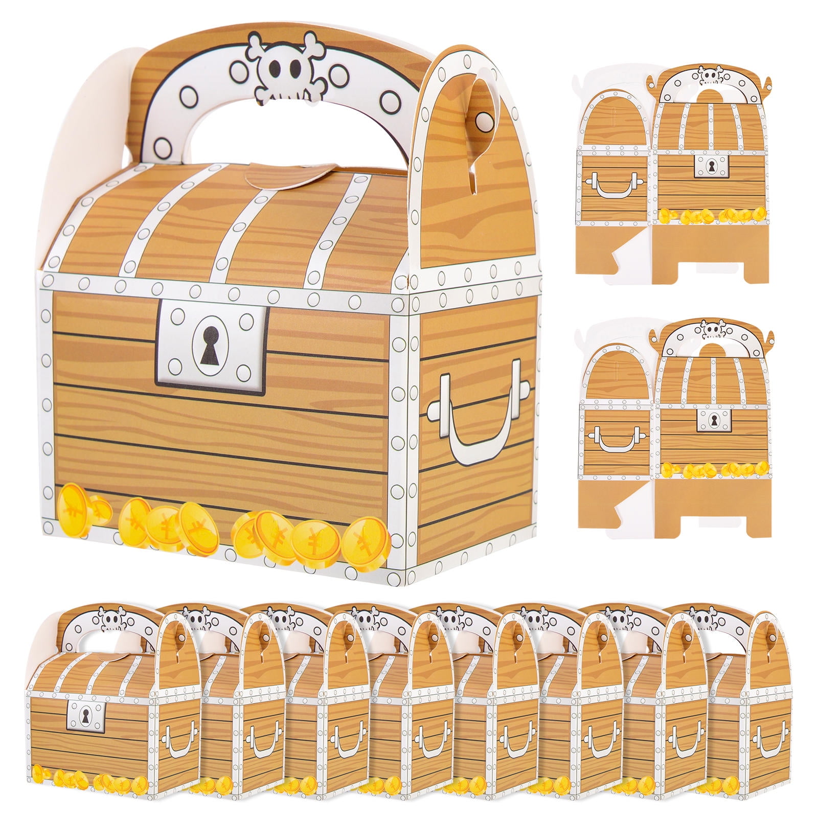 Masteelf Party Decoration Pirate Treasure Chest Treat Boxes with Handle ...