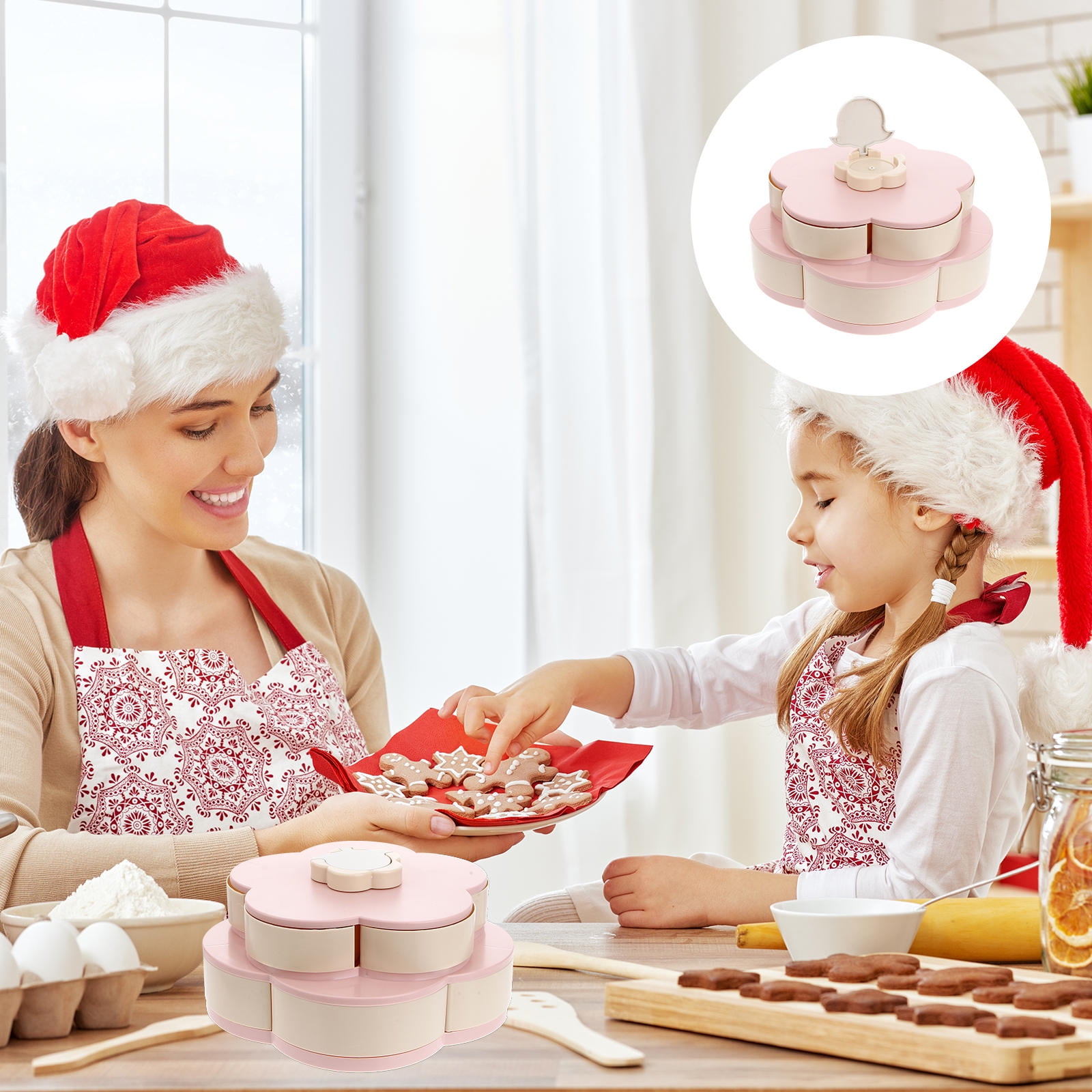 Masteelf Pink Plastic Rotating Snack Serving Tray for Storing Things ...