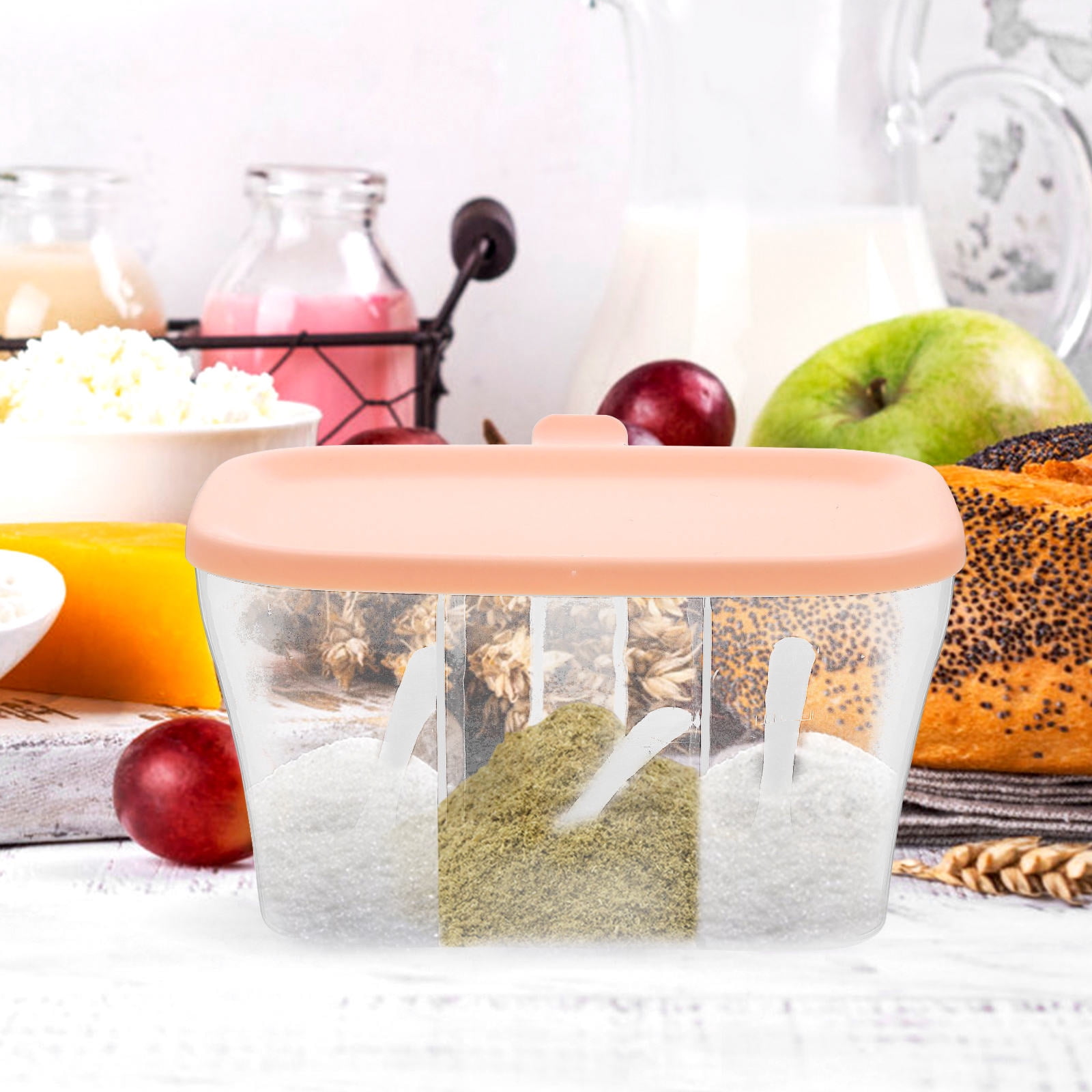 Masteelf Pink Plastic Spice Box with Lid for Storage Sturdy Airtight ...