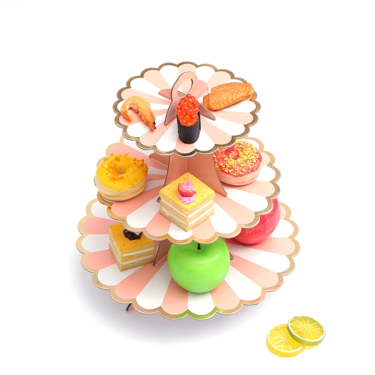 Masteelf Pink Three Tier Cake Rack Dessert Display Stand Made of Paper ...