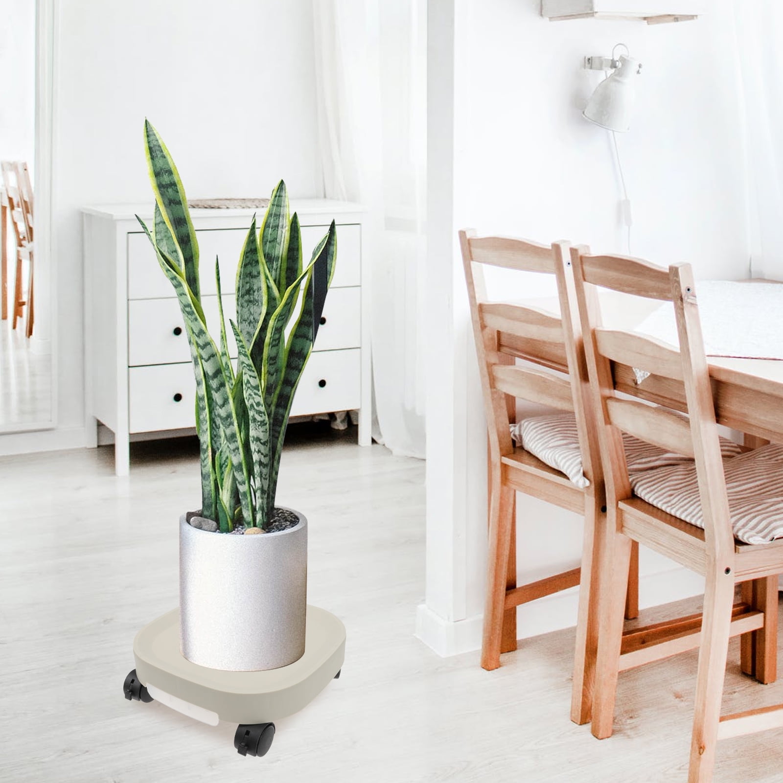 Masteelf Plant Pot Tray Indoor Flowerpot Support Stand with Lockable ...