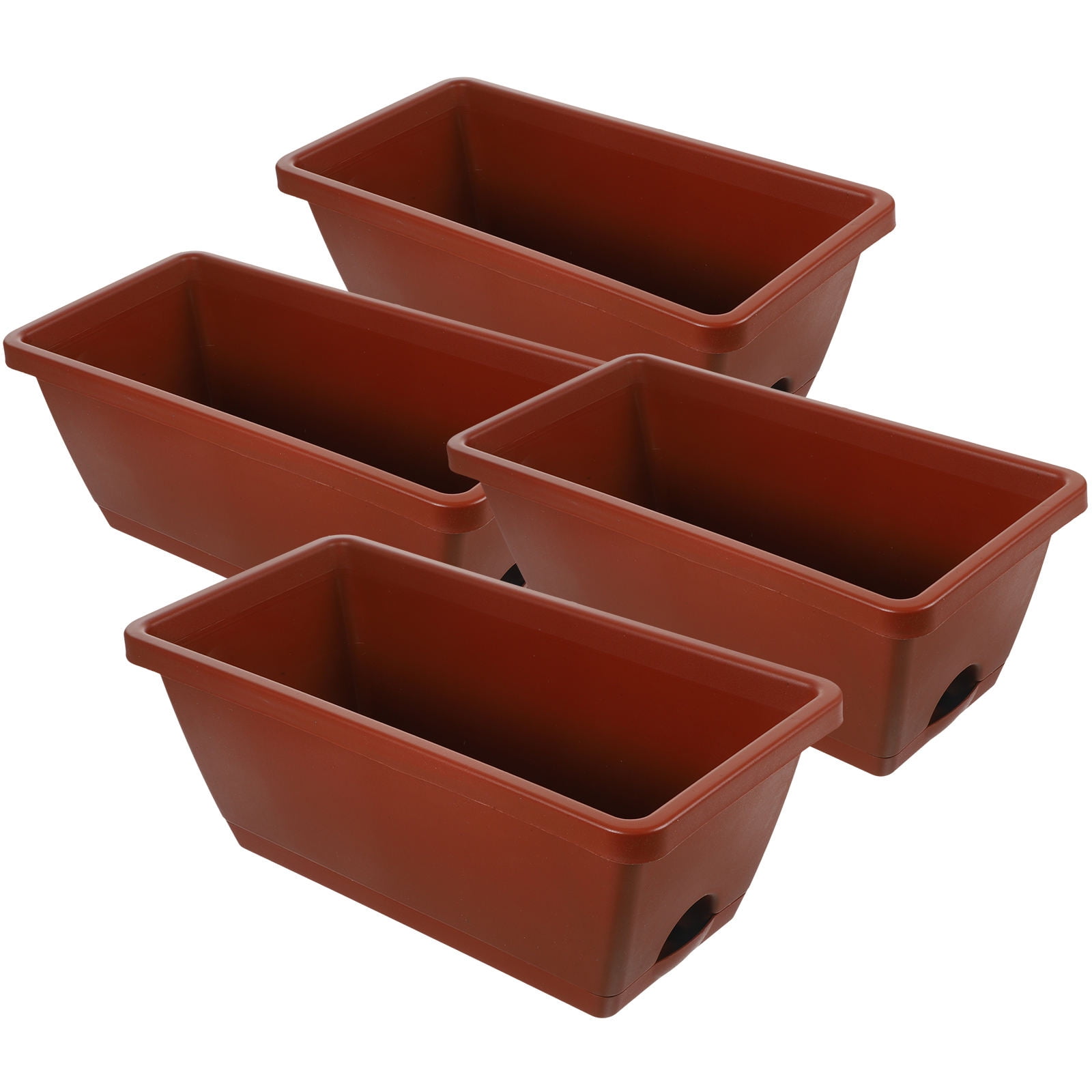 Masteelf Plastic Brown Planters for Outdoor Use with Drainage Holes 4 ...