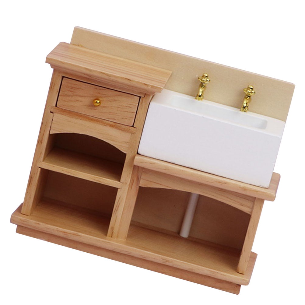 Masteelf Playhouse Bathroom Sink Prop Mini Toilet Sink Model Dolly ...