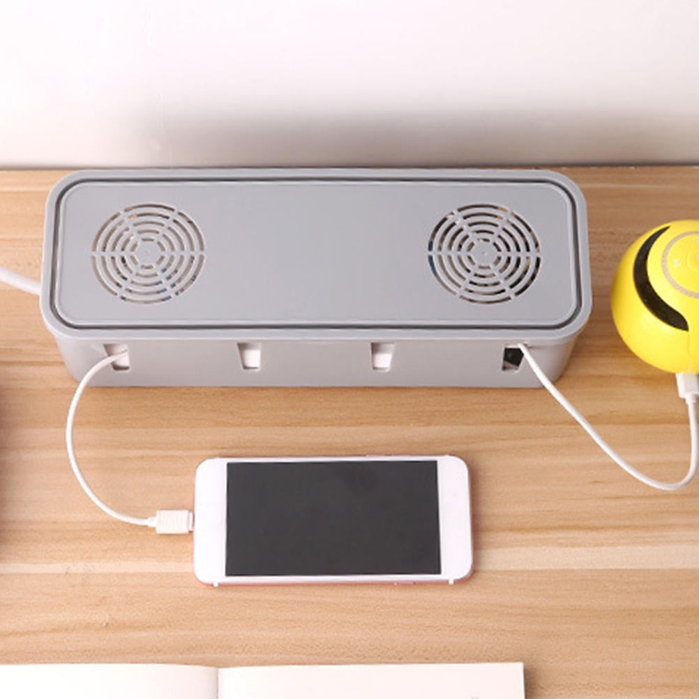 Masteelf Plug Storage Box Wire Hider for Desk Cord Organizer Cable Grey ...