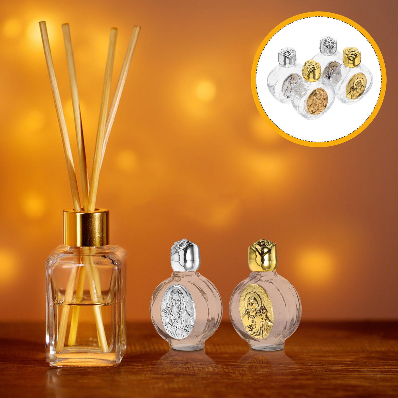 Masteelf Portable Holy Water Bottle with Rose Crystal Glass Design for ...