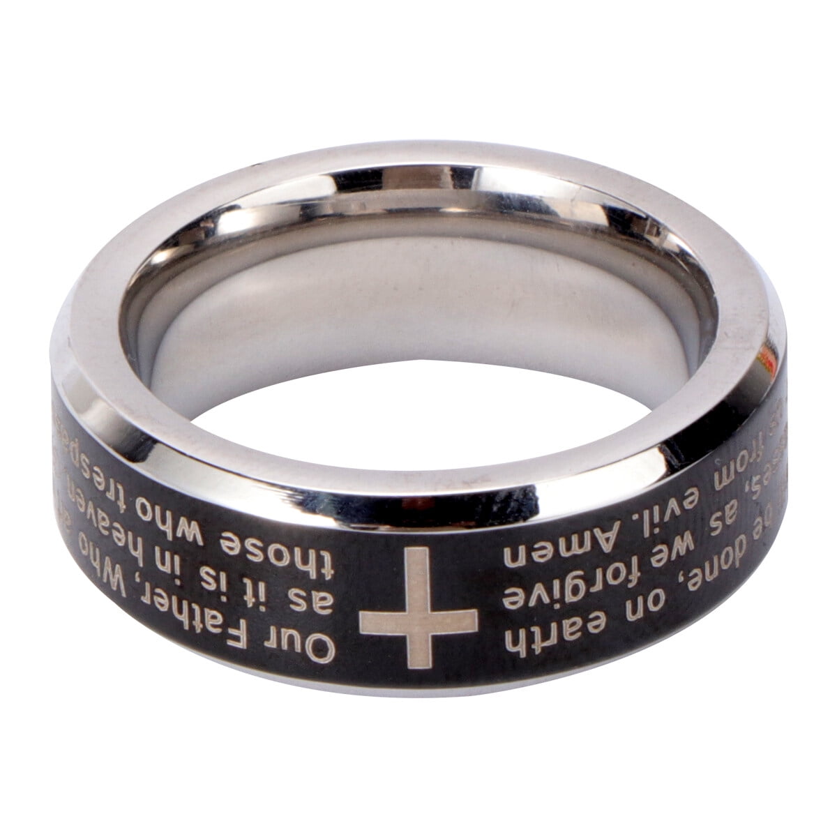 Masteelf Prayer Ring Wedding Bible Stainless Steel Cross Man - Walmart.com
