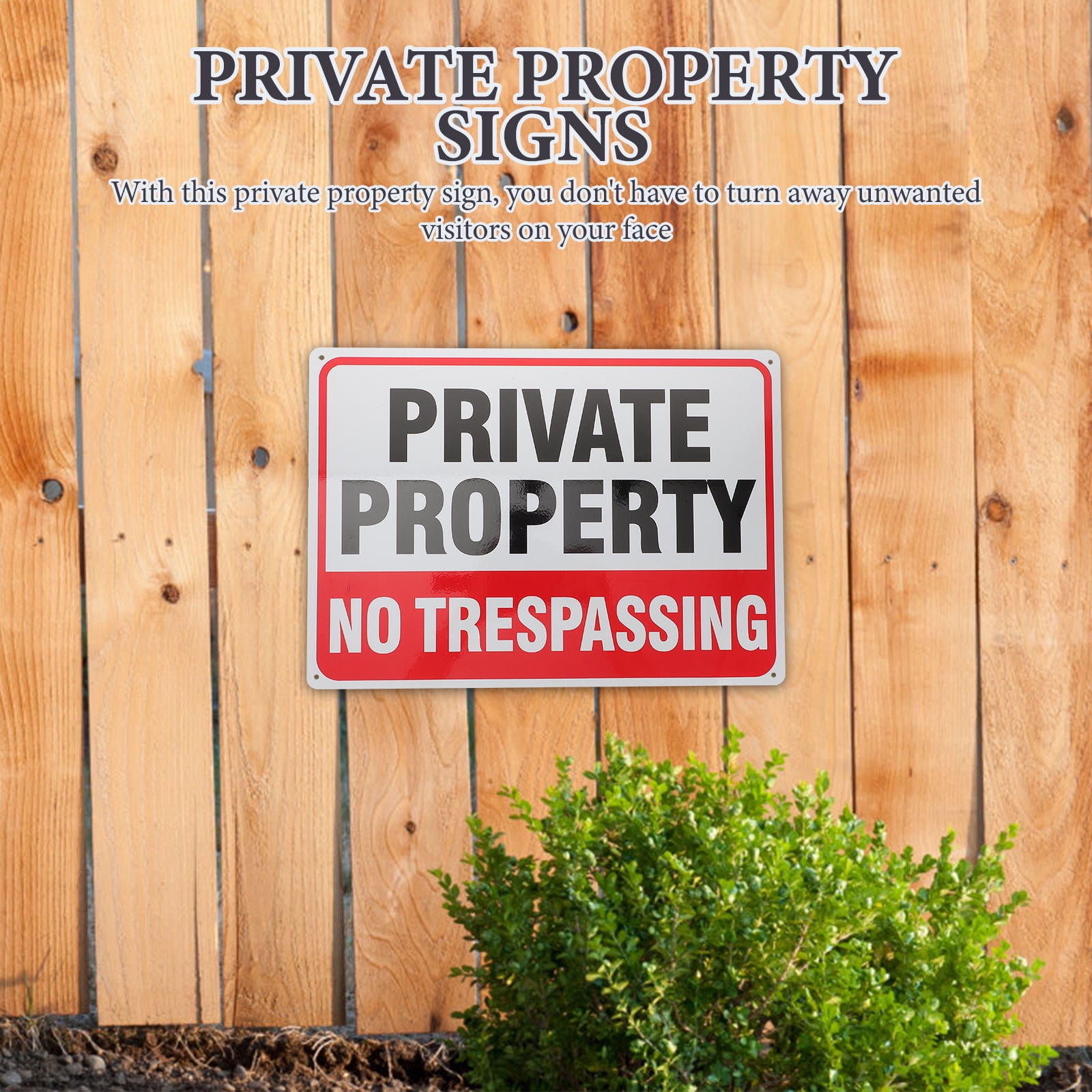 Masteelf Private Property Warning Sign with Clear No Trespassing ...