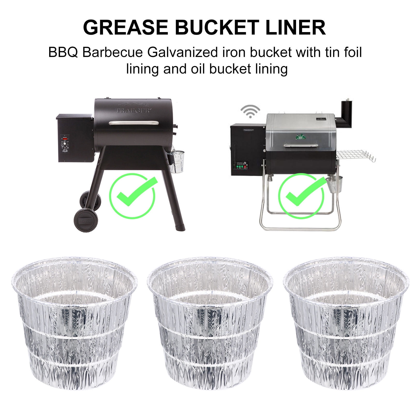 Masteelf Professional Disposable Aluminum Foil Grease Bucket Liner for ...