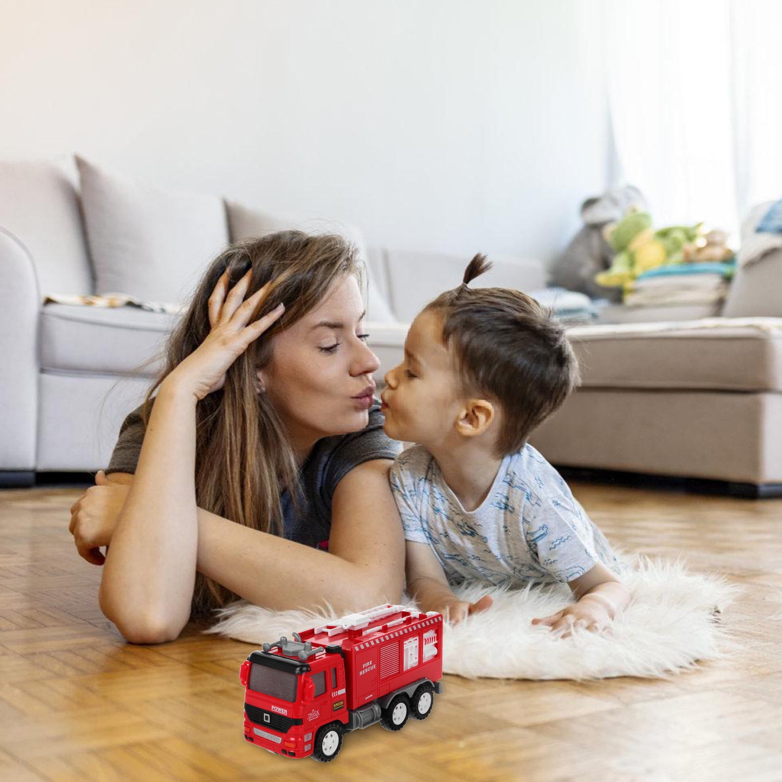 Masteelf Pullback Fire Truck Toy Small Pull Back Firetruck Plastic Fire ...