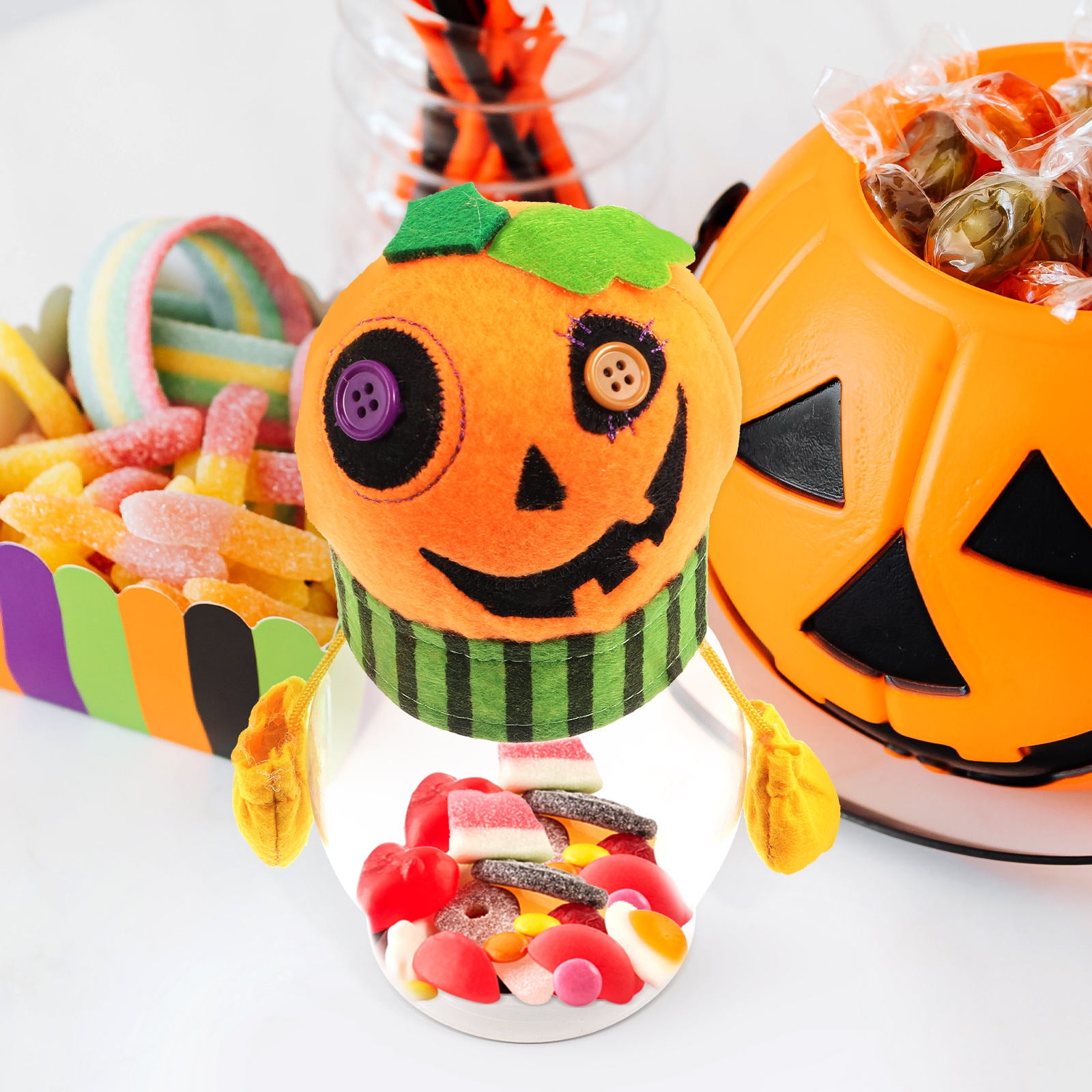 Masteelf Pumpkin Candy Jar Halloween Organizer Snack Container ...