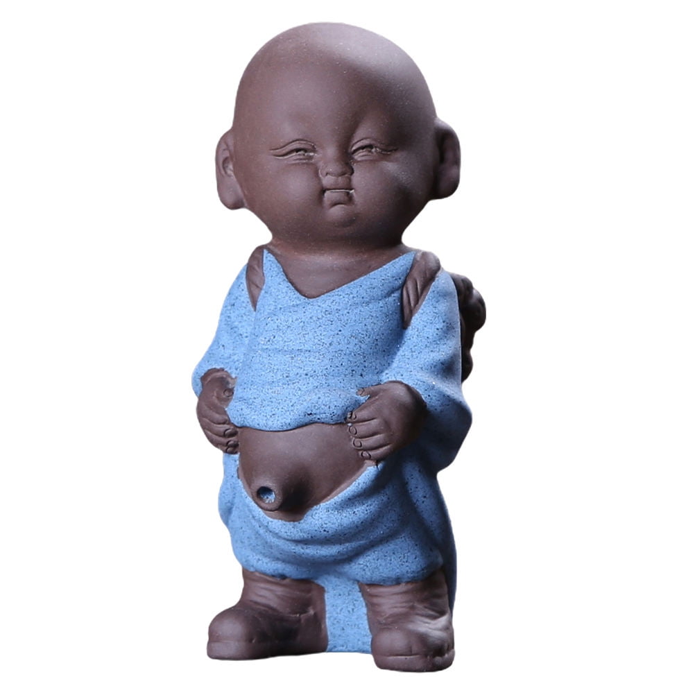 Masteelf Purple Clay Little Monk Statue Figure Tabletop Decoration Tea ...