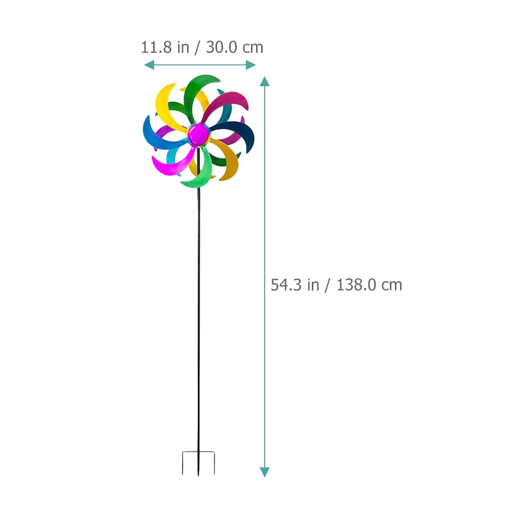 Masteelf Rainbow Pinwheel with Handle Colorful Party Pinwheel for Patio ...