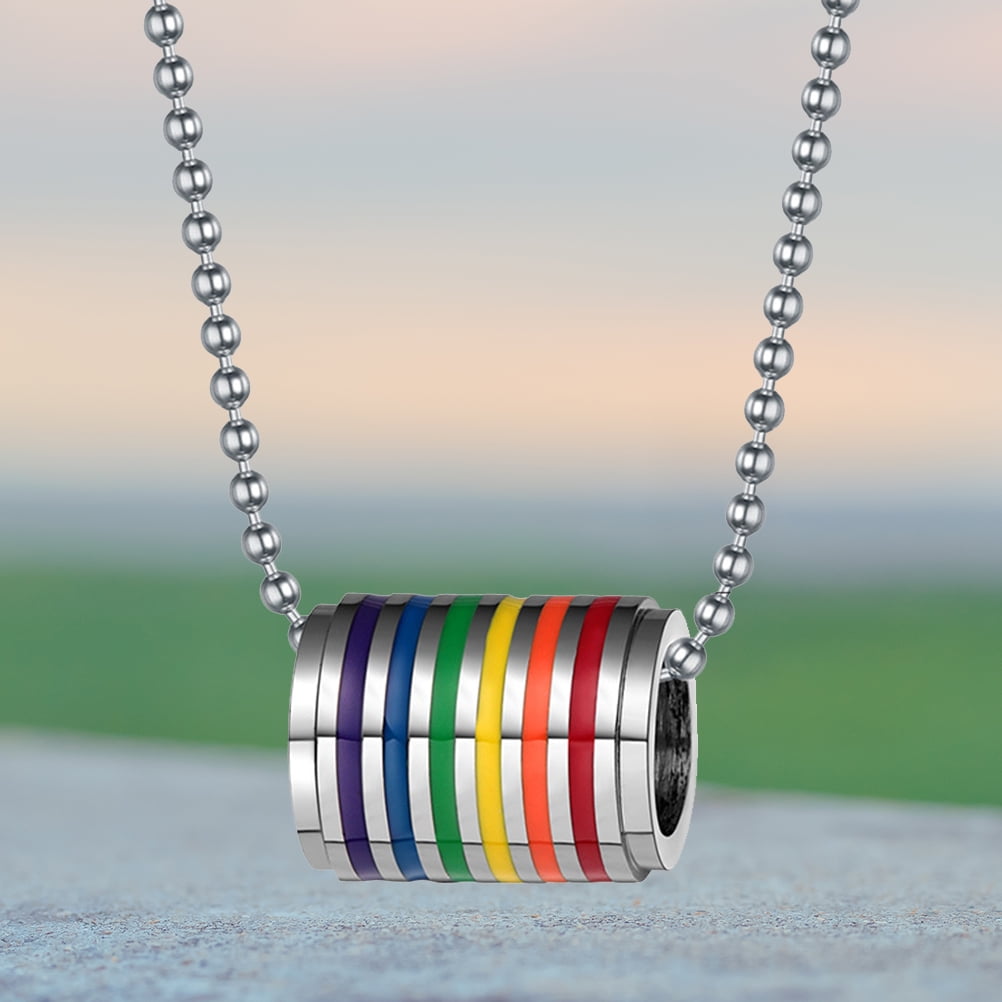 Masteelf Rainbow Tube Cylinder Pendant Necklace for Women in Titanium ...