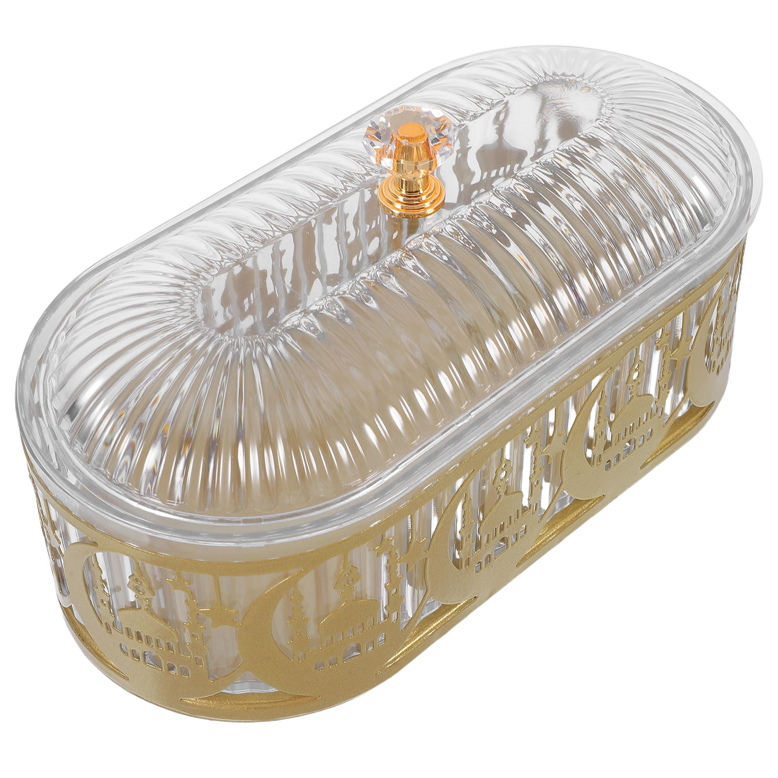 Masteelf Ramadan Candy Dish With Lid Oval Shape Metal Gold Eid Mubarak ...