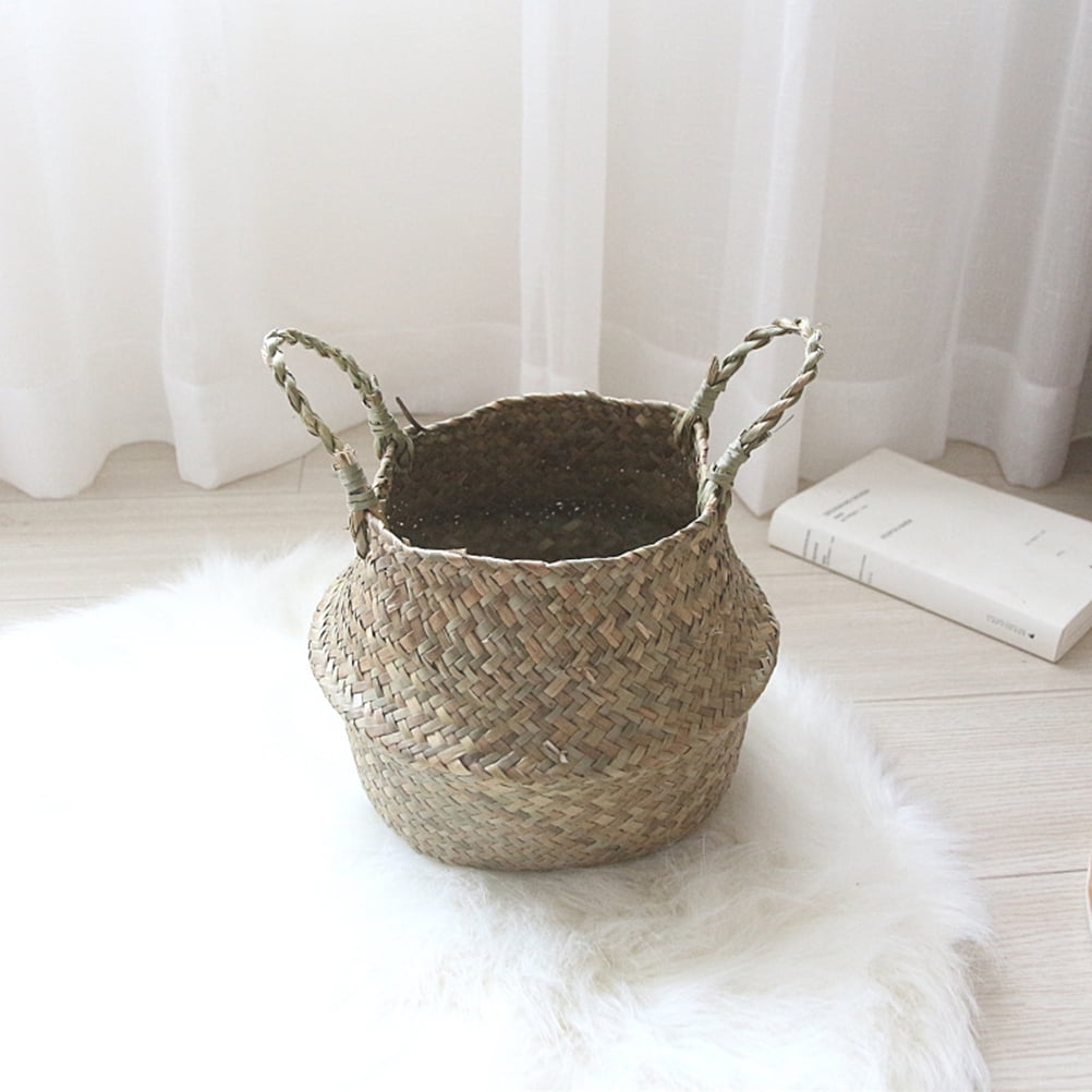 Masteelf Rattan Portable Flower Basket Small Plant Pot Decorative ...