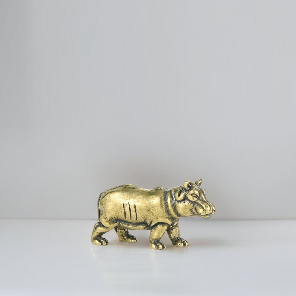 Masteelf Realistic Hippo Figurine Brass Statue Hippo Tabletop Hippo ...