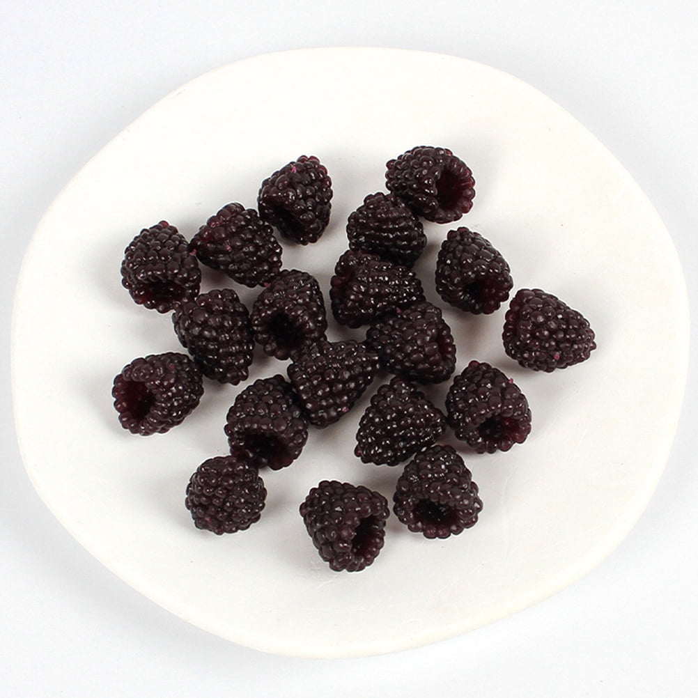 Masteelf Realistic Raspberry Model for Decor PVC Black Artificial Fruit ...