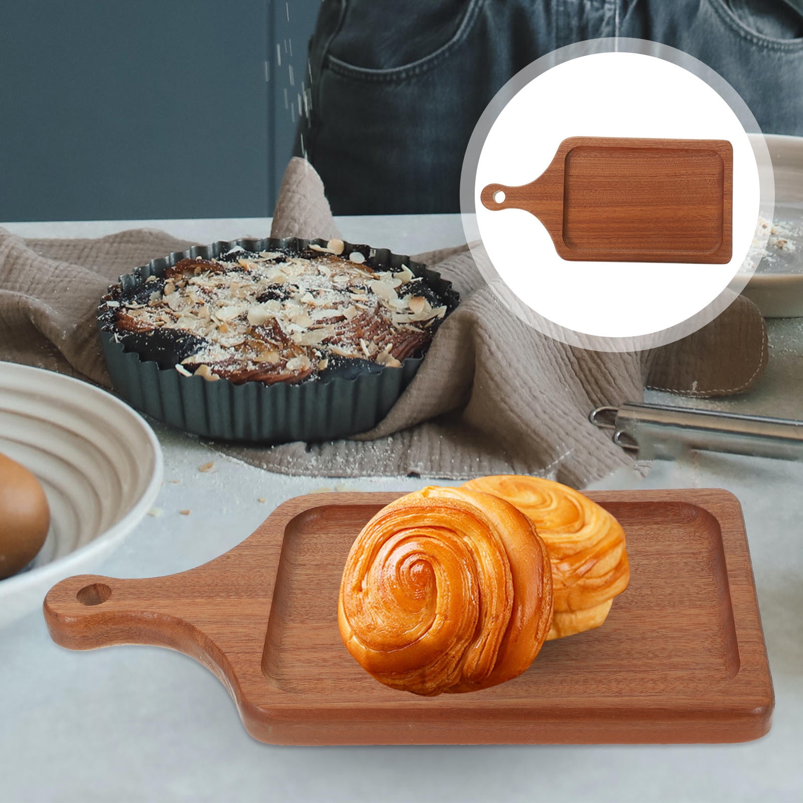 Masteelf Rectangular Wood Tray Paddle Board Multi-functional Steak ...