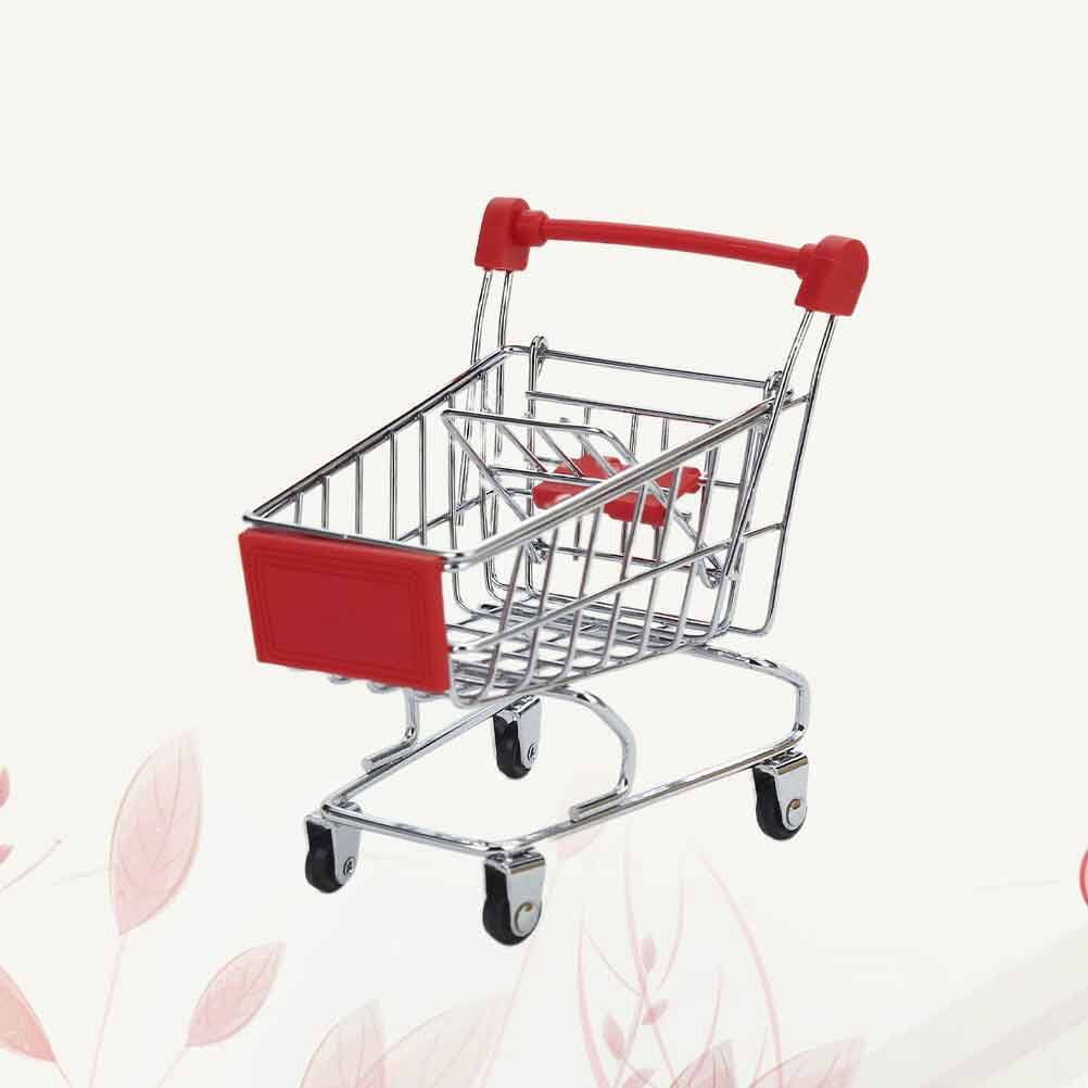 Masteelf Red Mini Shopping Cart for Kids Playing Iron Toy Storage ...