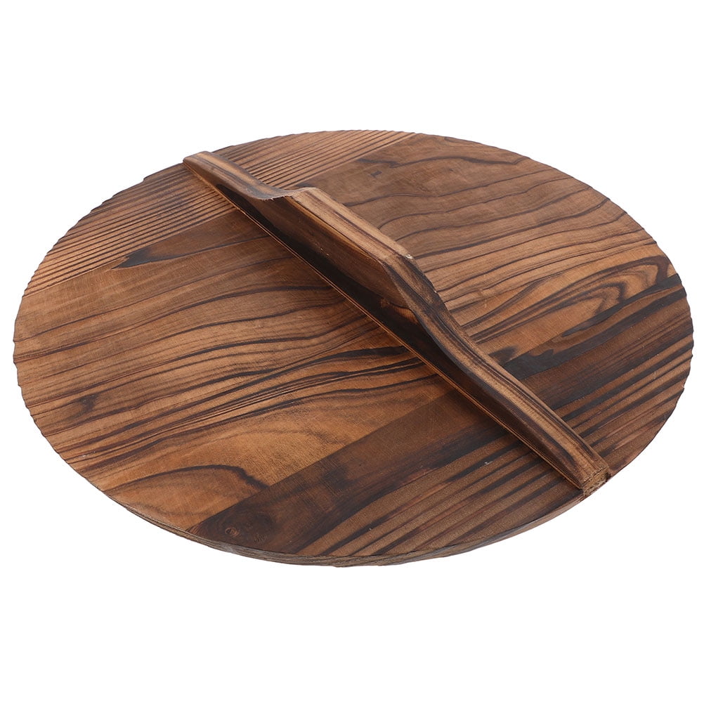 Masteelf Replacement Wooden Wok Lid Cover Skillet Lid Frying Pan Round ...