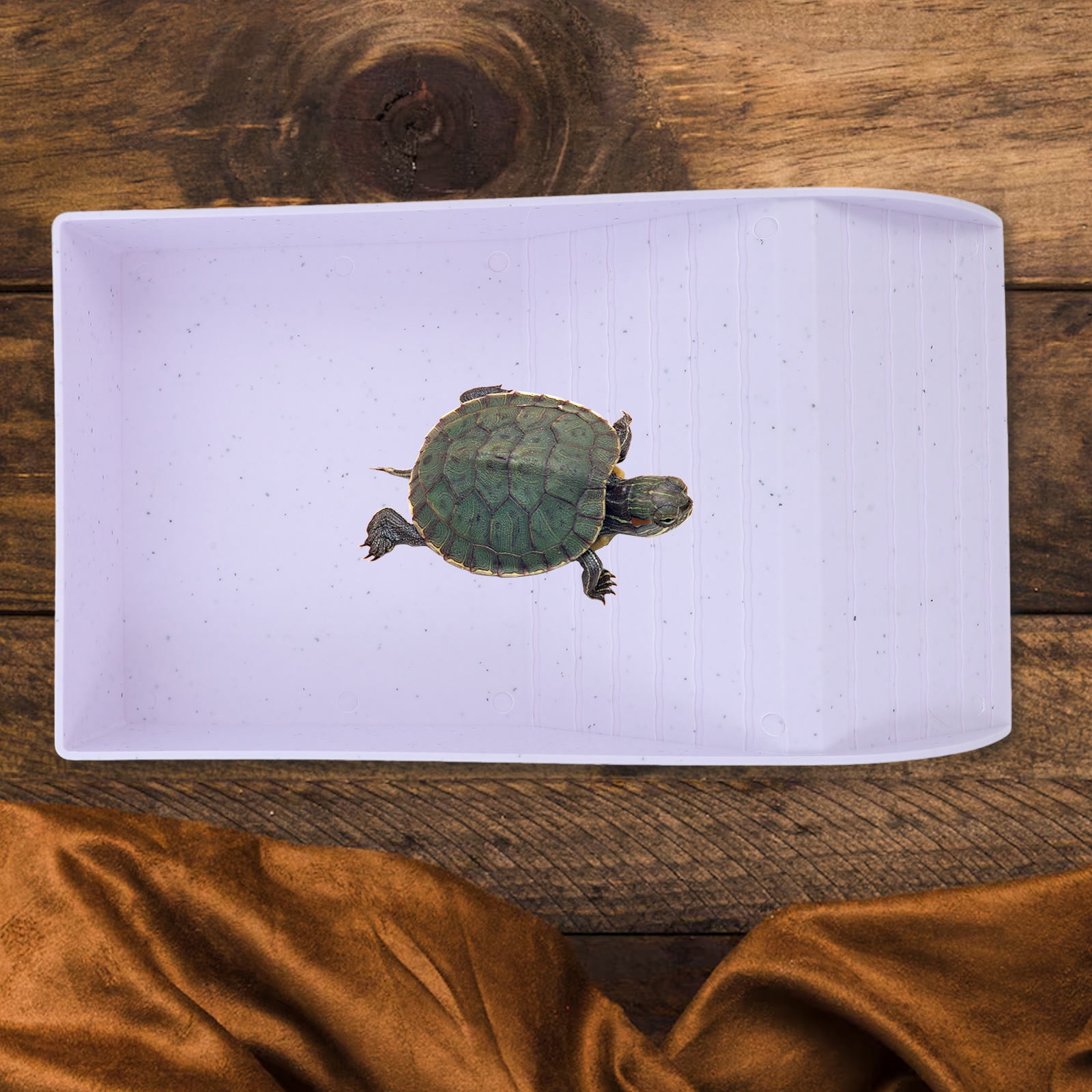 Masteelf Reptile Water Dish Feeding Bowl with Ramp Turtle Bathing Pool ...
