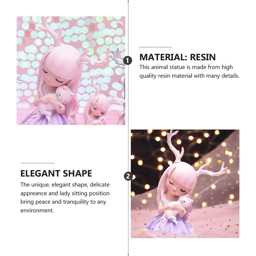 Masteelf Resin Deer Statue Pink Garden Home Office Decor Birthday ...