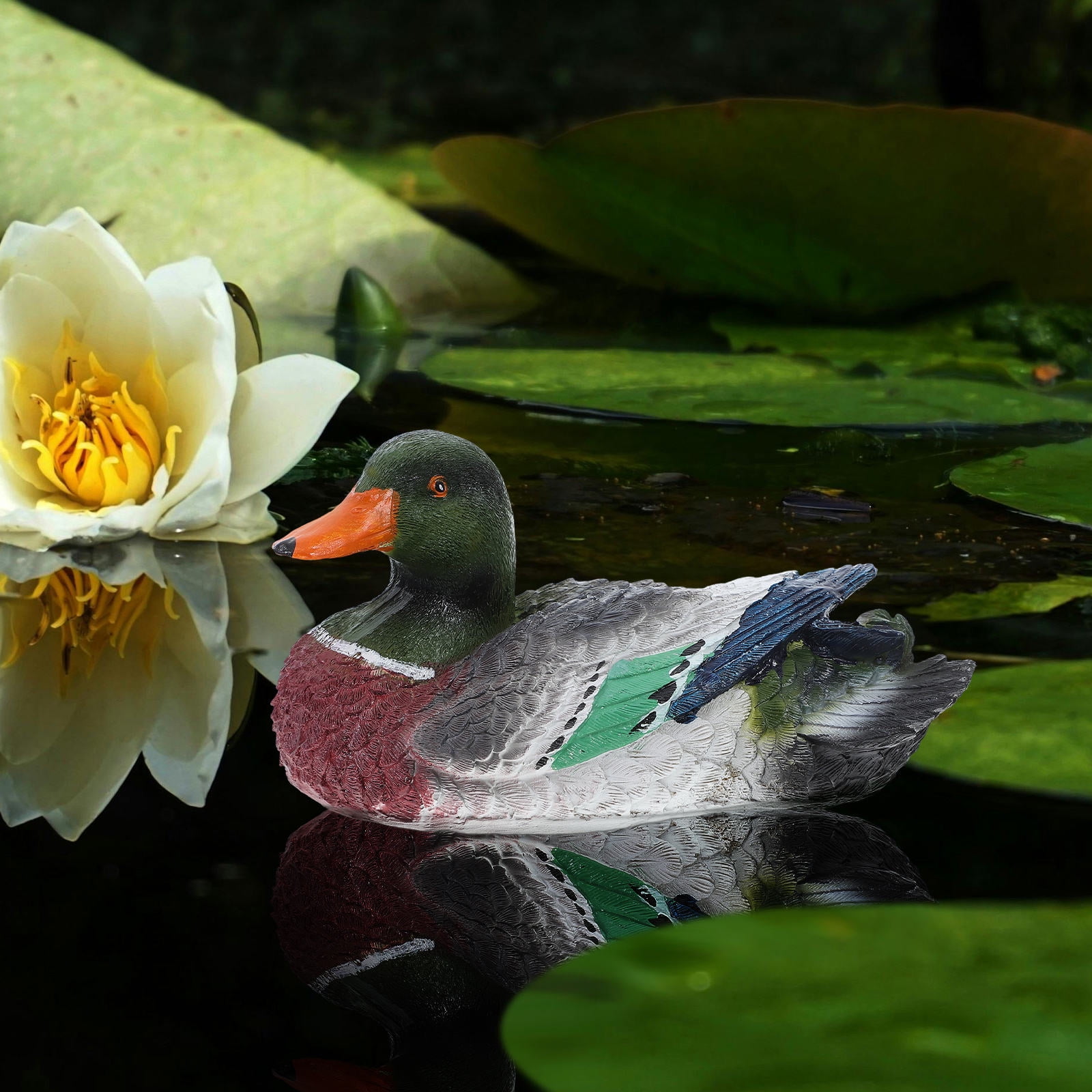 Masteelf Resin Duck Figurine Pond Floating Duck Statue Garden Pond ...