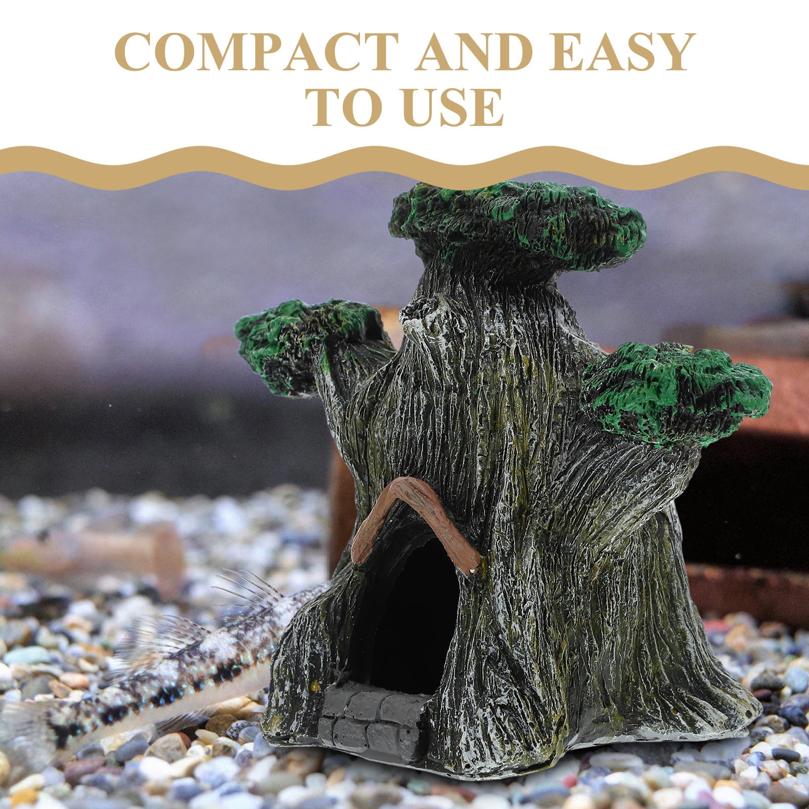 Masteelf Resin Tree Stump Aquarium Decoration Hollow Hideout House For ...