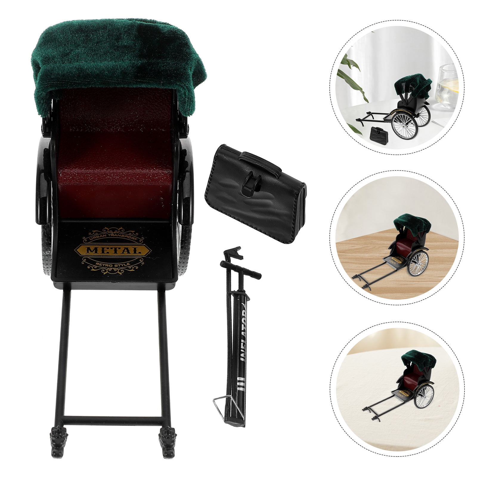 Masteelf Retro Chinese Rickshaw Model Vintage Tricycle Rickshaw Prop ...